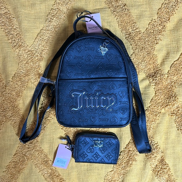 Juicy Couture | Bags | Juicy Couture Black Mini Backpack With Matching ...